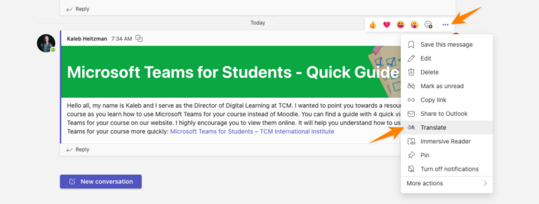 Translate in Microsoft Teams – TCM International Institute